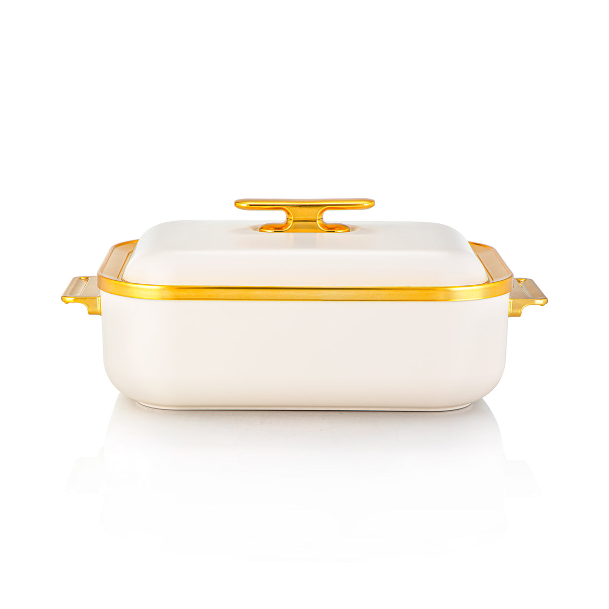 Almarjan 4 Liter Rectangle Plastic Hot Pot Beige & Gold - HP03-400 Bei